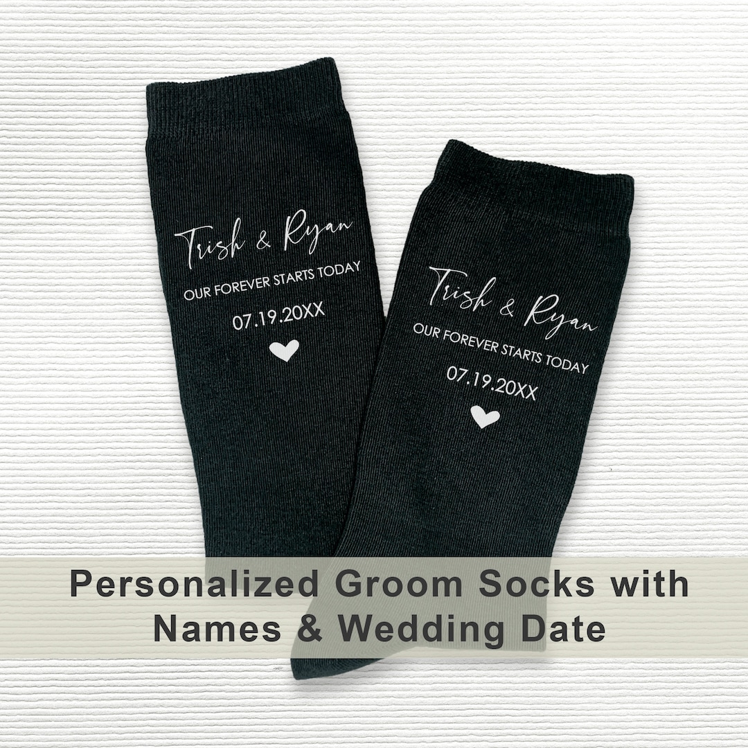 Personalized Groom Socks: Custom Wedding Date, Names Keepsake - Etsy
