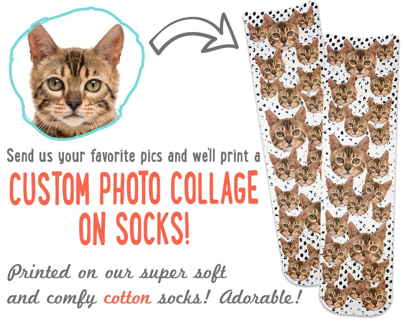 Customized Cat Face Socks Cat Lover Gift Idea Custom Cat - Etsy