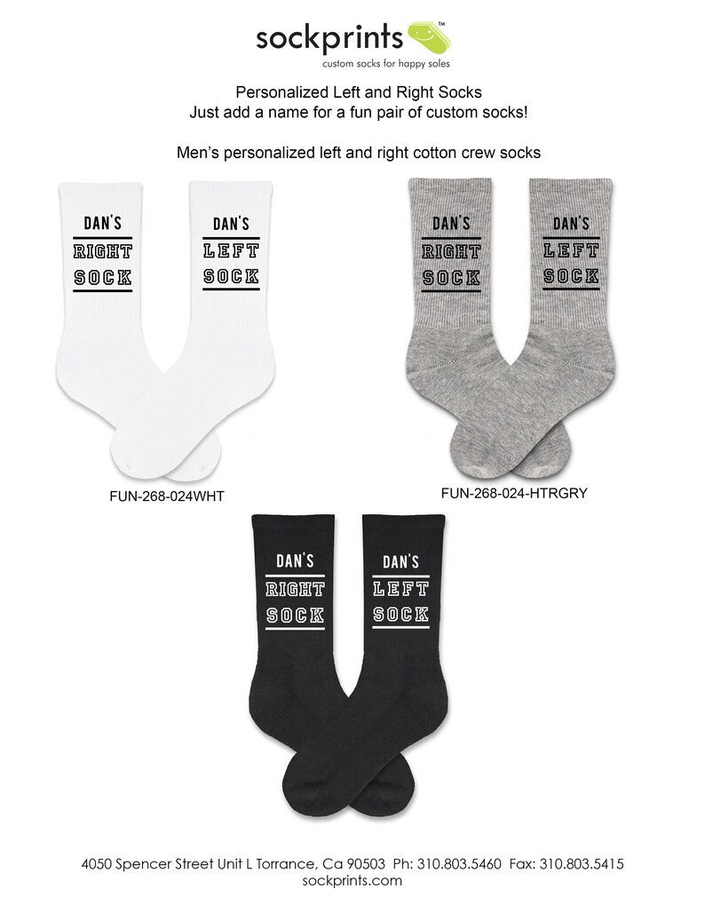 Funny Gift for Him Right and Left Socks Personalized With a | Etsy