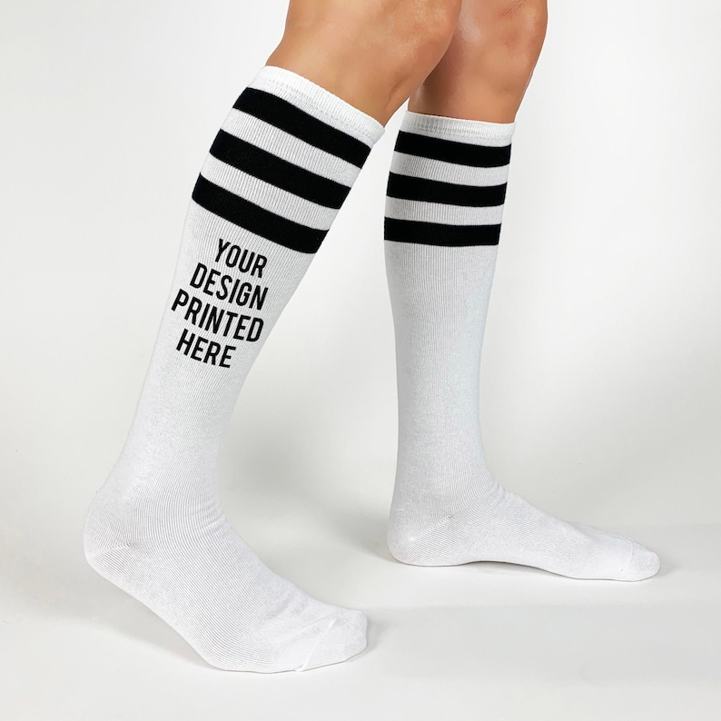 Personalized Striped Knee High Socks: Custom Text & Design - Etsy