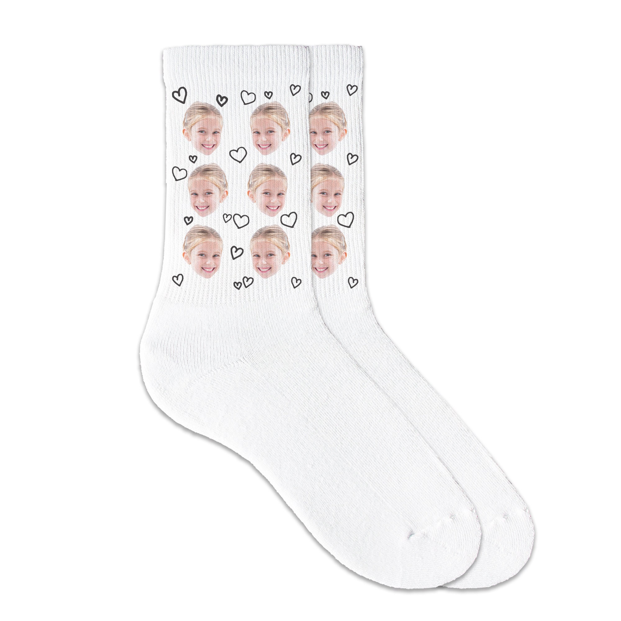 Custom Photo Crew Socks With Hearts Customized Socks With All | Etsy