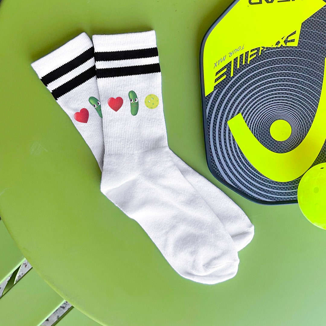 I Love Pickleball Socks With Black Stripes, Fun Socks for Pickleball ...