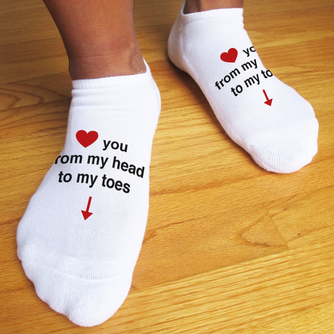 Calcetines divertidos para el día de San Valentín, te amo de la cabeza ...