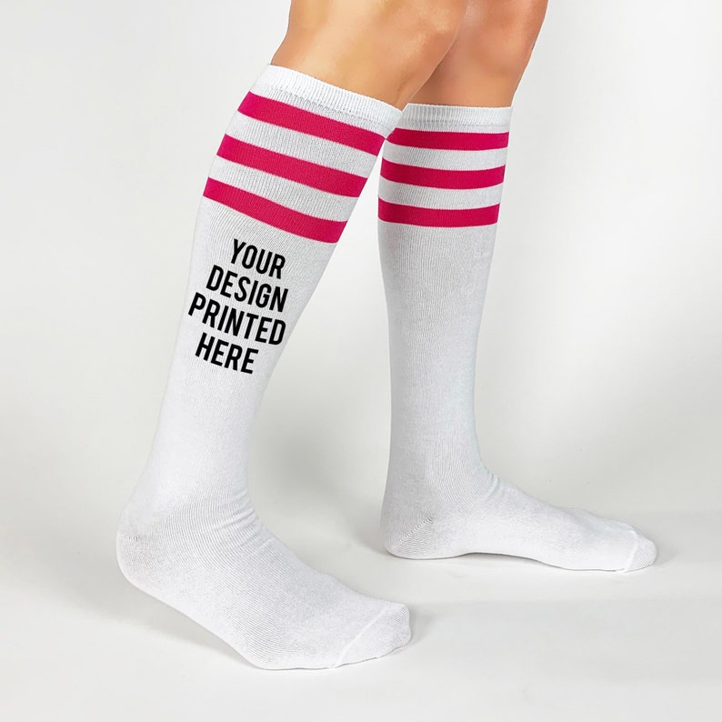 Personalized Striped Knee High Socks: Custom Text & Design - Etsy