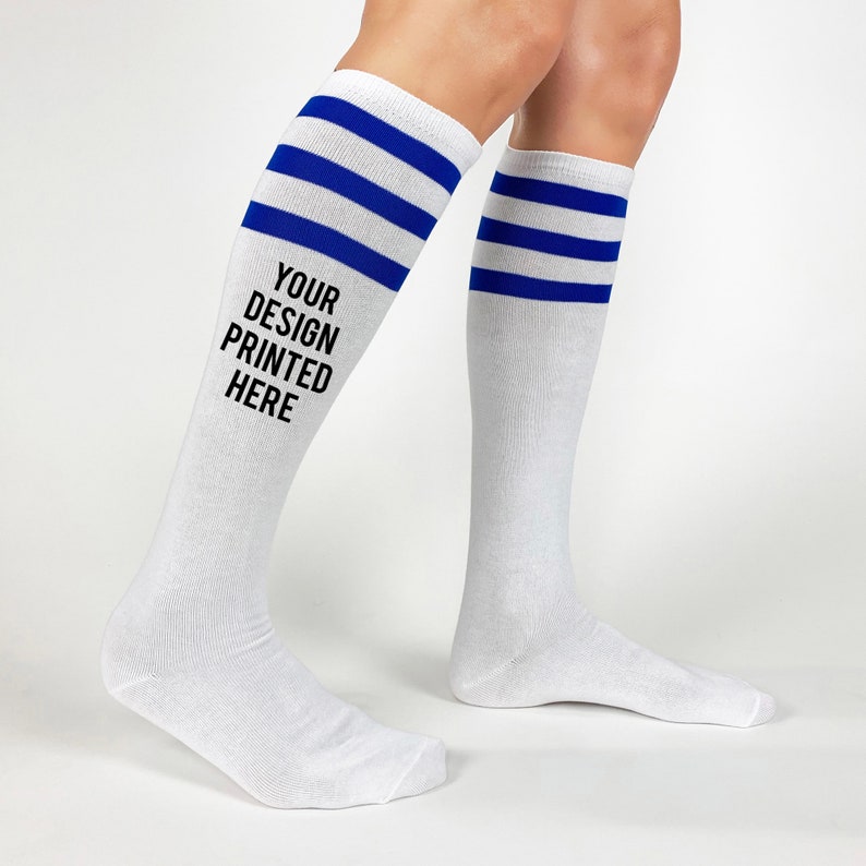 Personalized Striped Knee High Socks: Custom Text & Design - Etsy