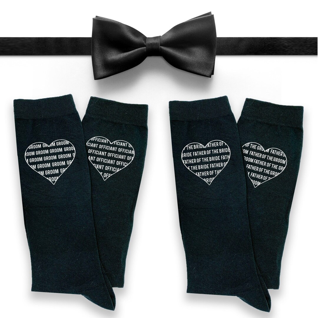 Wedding Party Socks With a Heart Design, Officiant and Groomsmen Socks ...