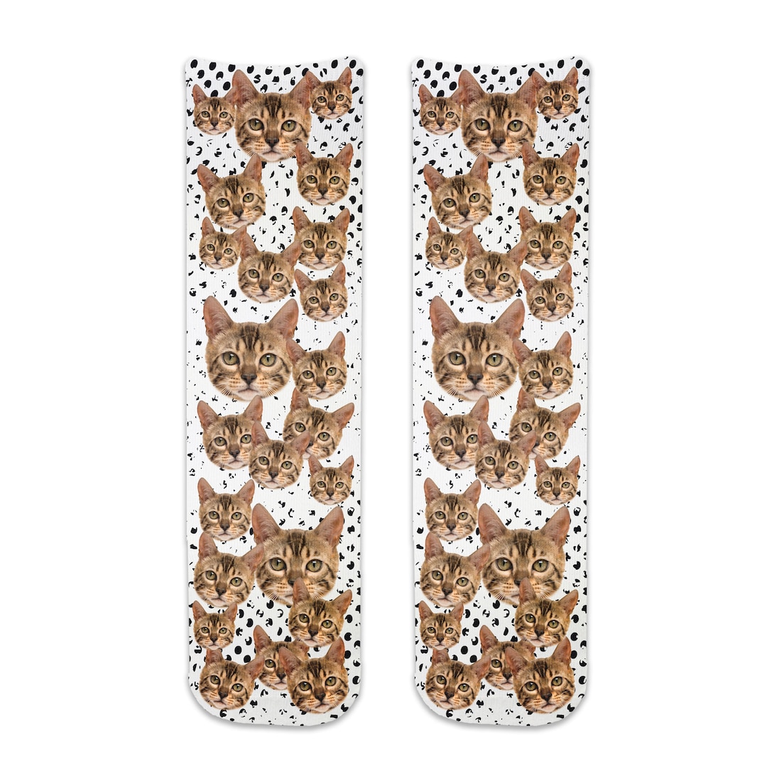 Customized Cat Face Socks, Cat Lover Gift Idea, Custom Cat Gift, Cute ...