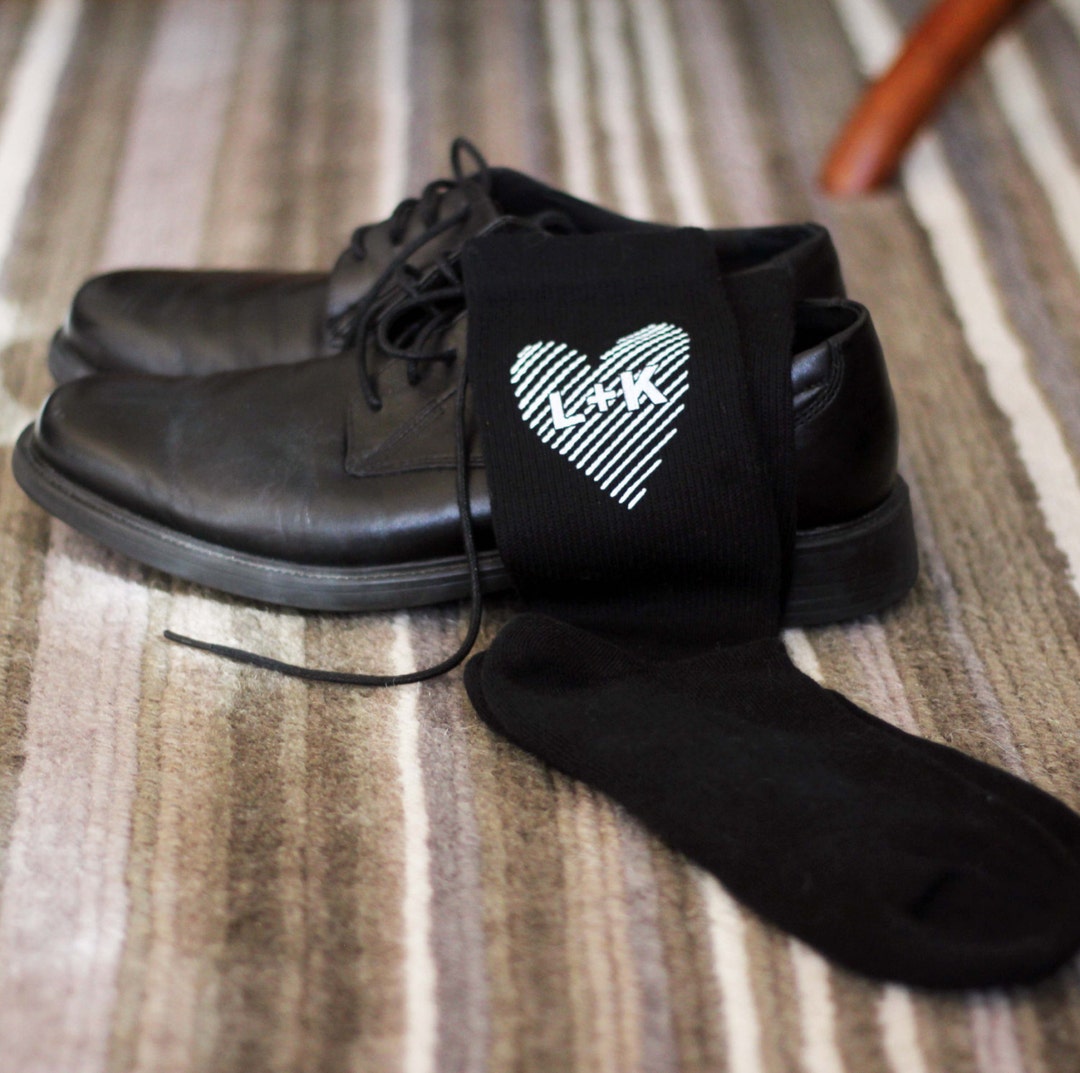 Personalized Fun Socks With Couples Initials in Heart Design, Perfect ...
