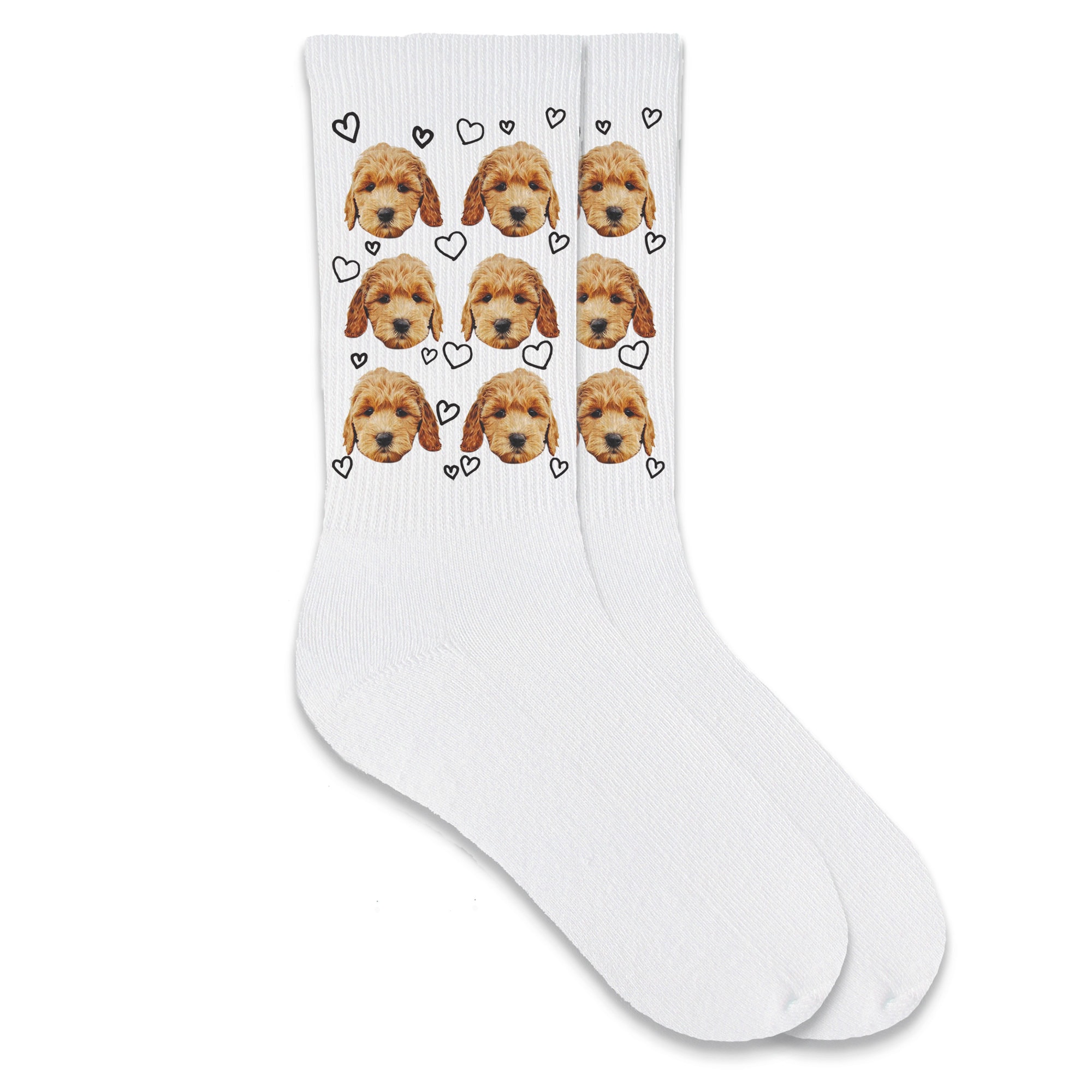 Custom Photo Crew Socks With Hearts Customized Socks With All | Etsy