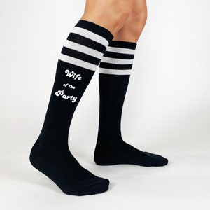 Cute Bachelorette Party Socks for Bridal Party Fun, Striped Knee High ...