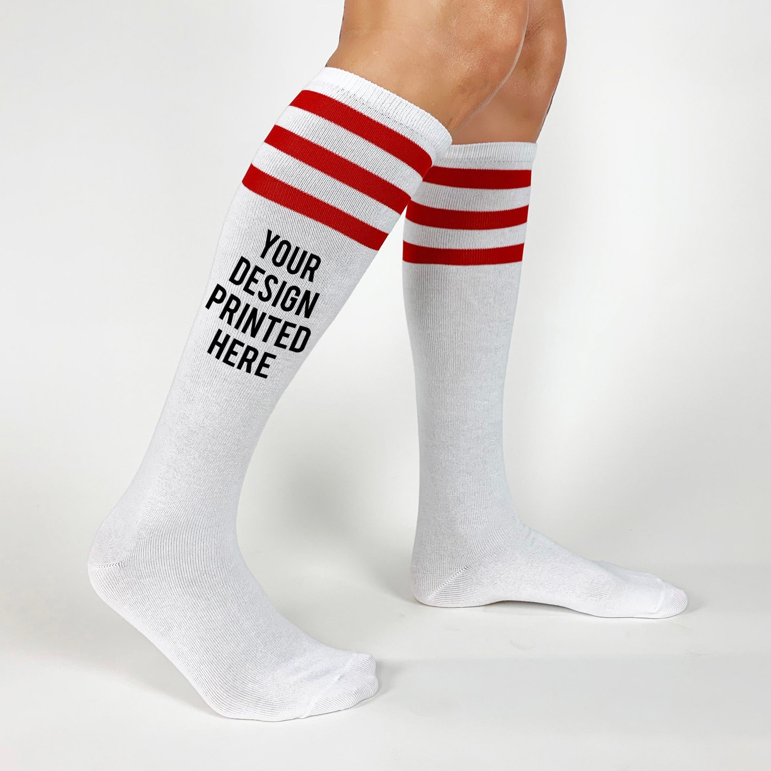 Personalized Striped Knee High Socks: Custom Text & Design - Etsy