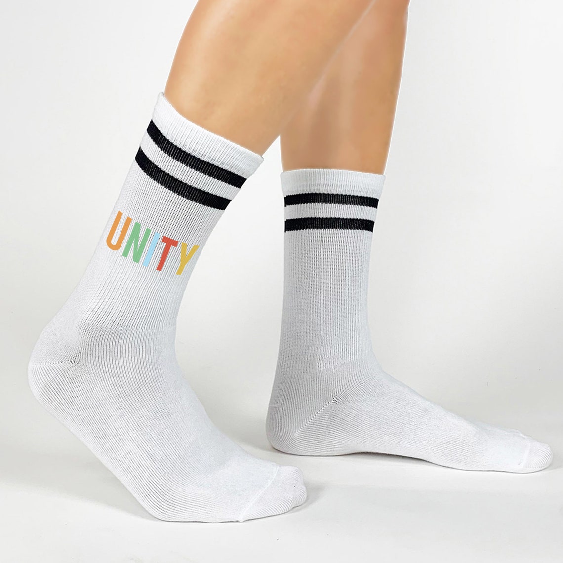 UNITY Statement Socks for Him and Her Cotton Striped Crew - Etsy