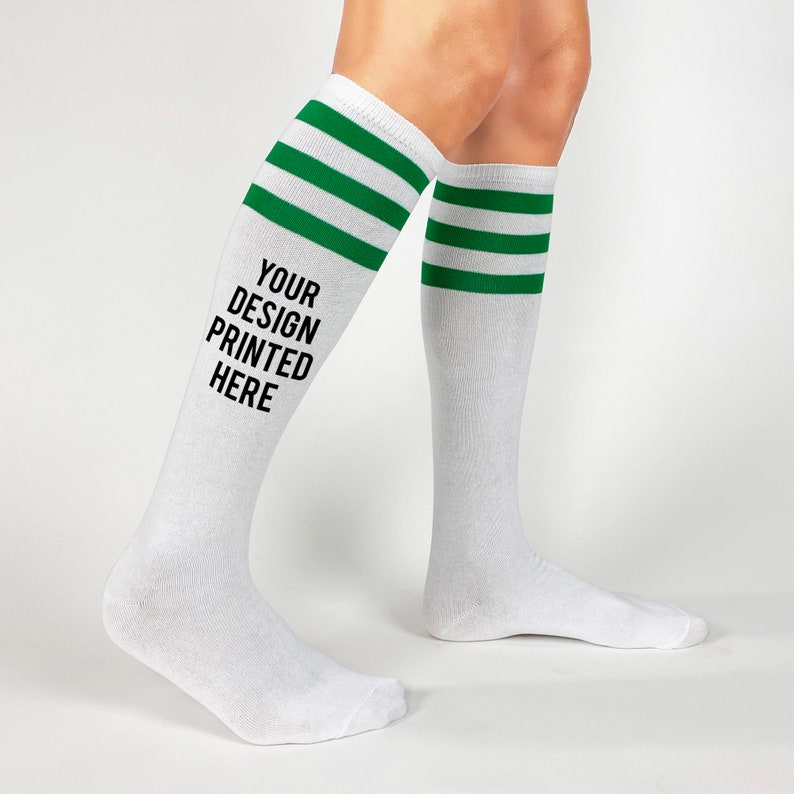 Personalized Striped Knee High Socks: Custom Text & Design - Etsy