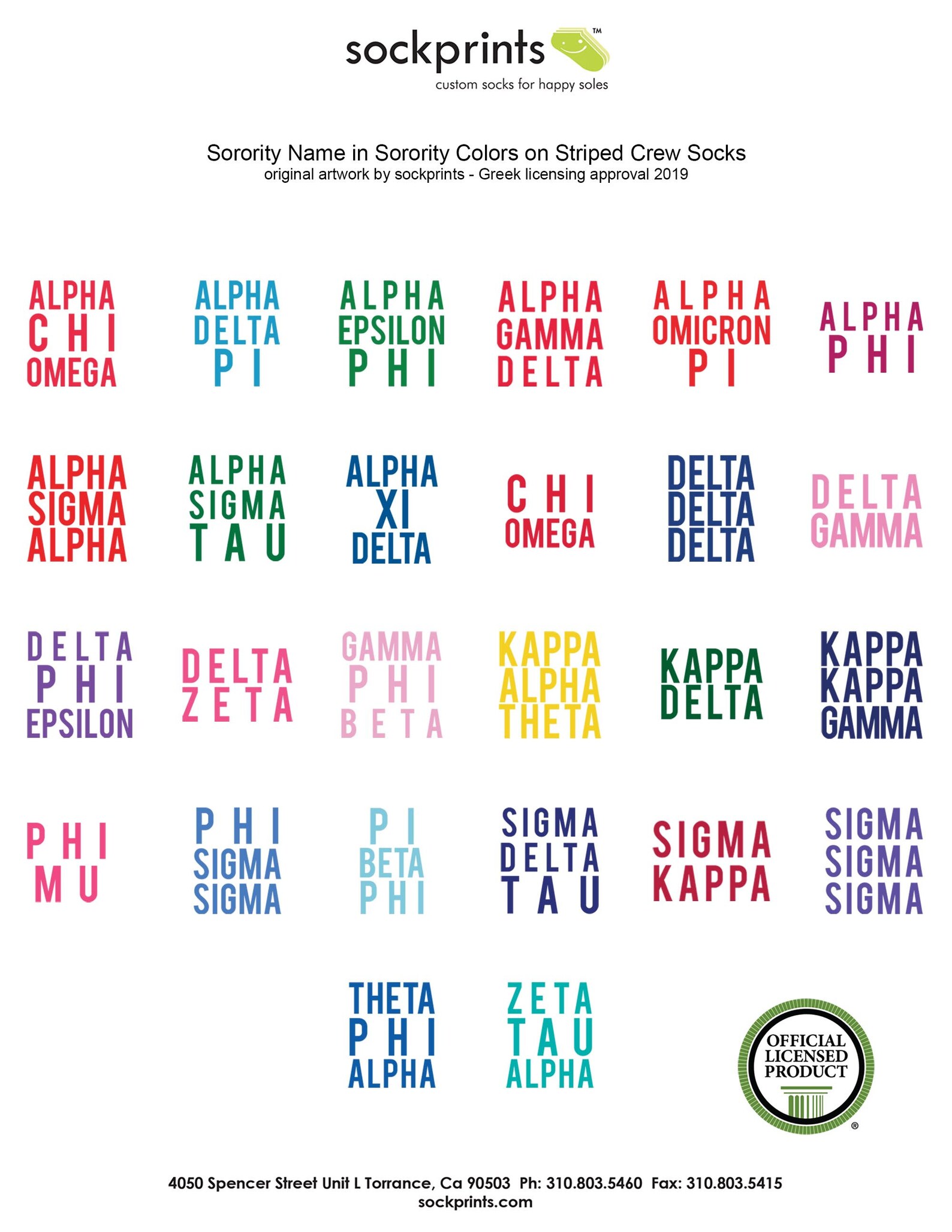 Sorority Name With Color Block Letters Printed On Striped Crew Etsy