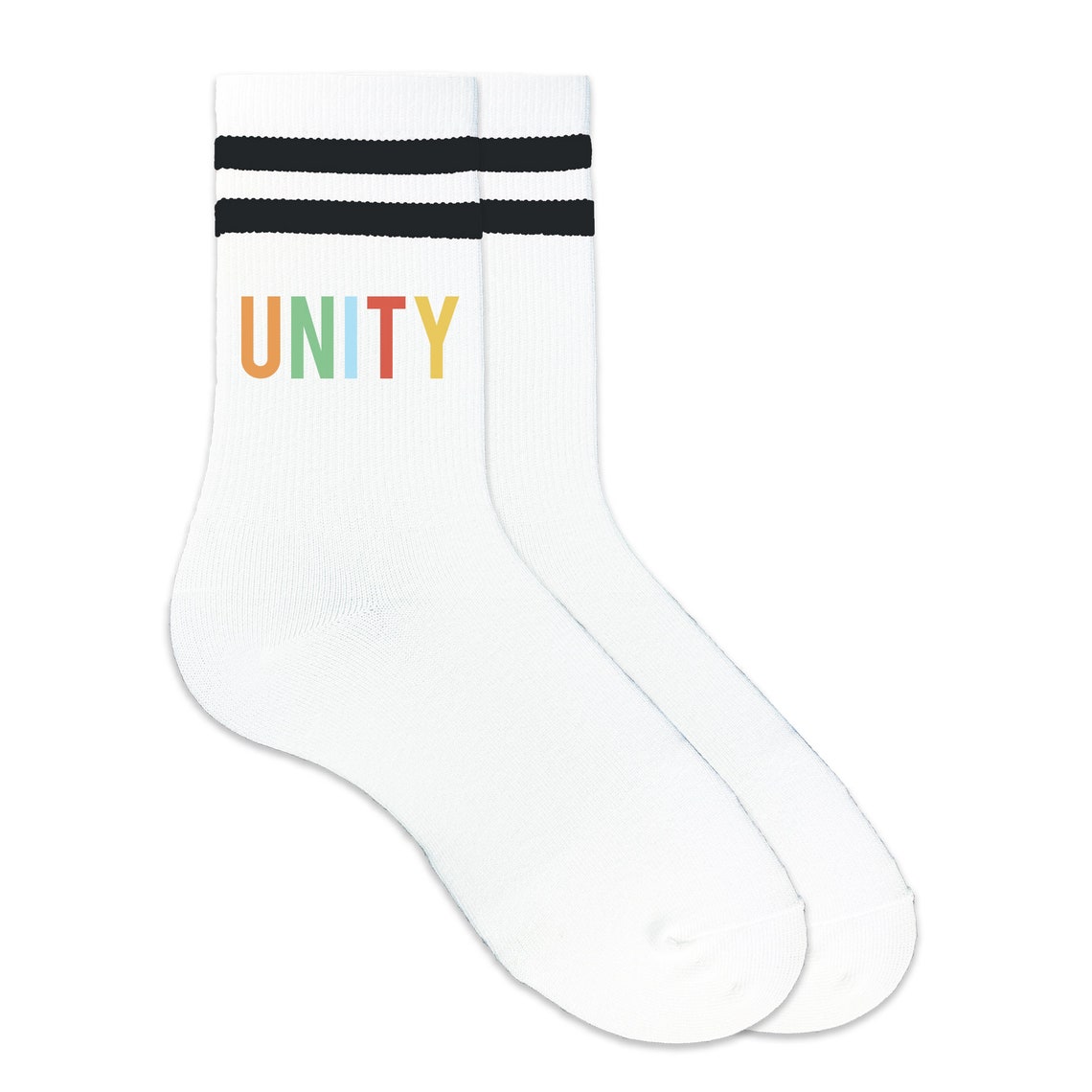 UNITY Statement Socks for Him and Her Cotton Striped Crew - Etsy