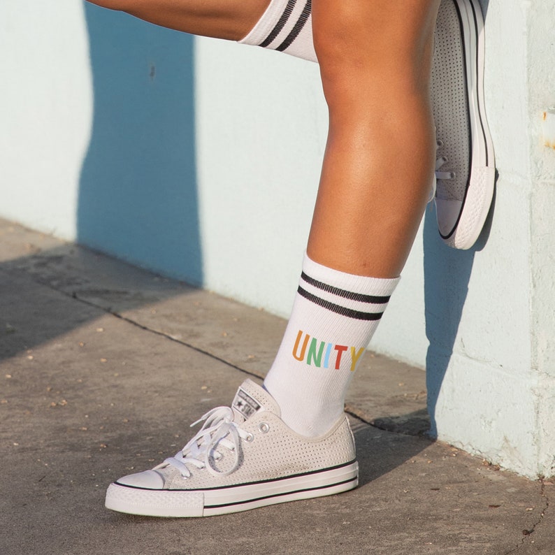 UNITY Statement Socks for Him and Her Cotton Striped Crew - Etsy