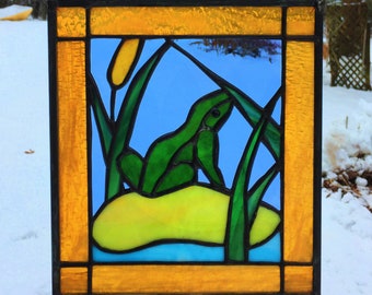Stained Glass Frog Panel - Etsy