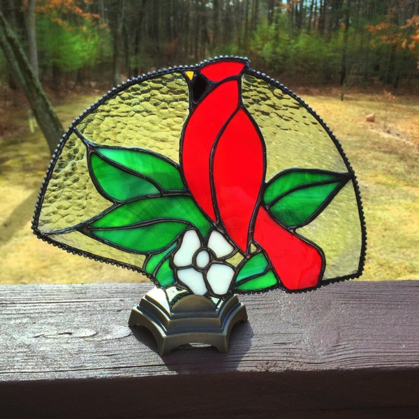 Cardinal Stained Glass Lamp - Etsy