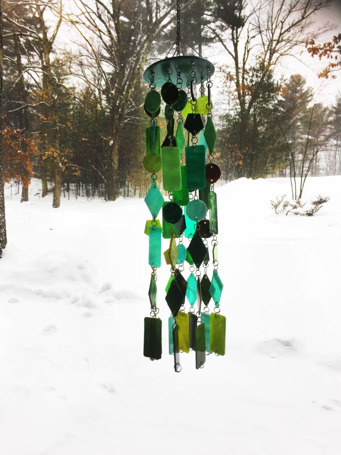 Wind Chime Circular Green Wind Chime - Etsy