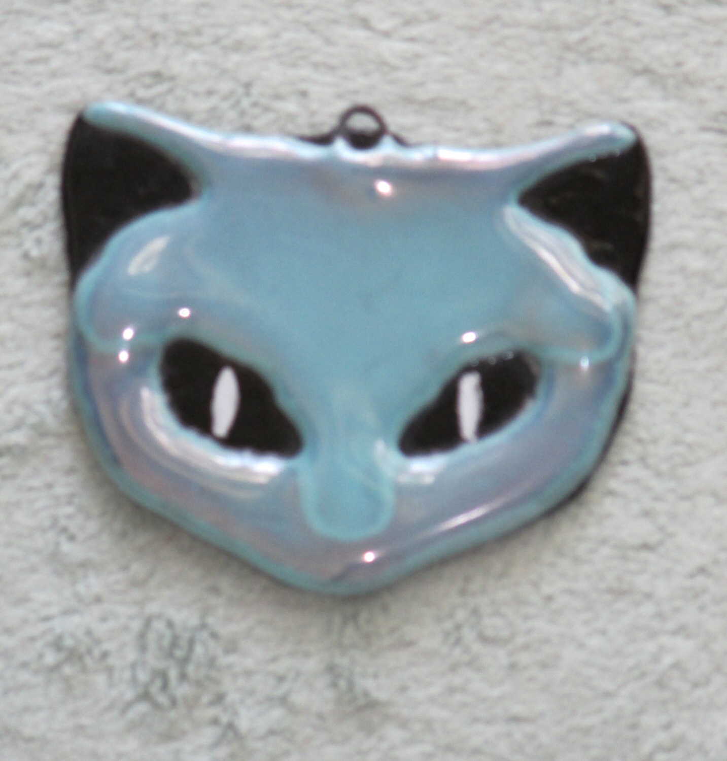 2 SUNCATCHER-ORNAMENT Fused Glass Cat Head Ornament - Etsy