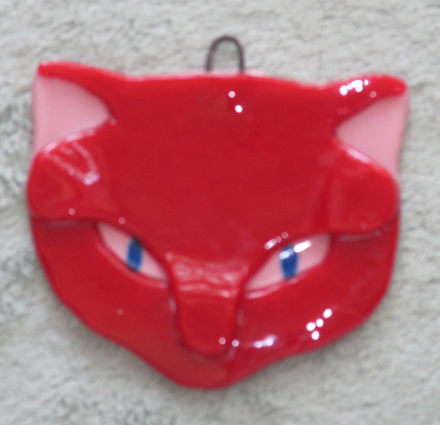 2 SUNCATCHER-ORNAMENT Fused Glass Cat Head Ornament - Etsy