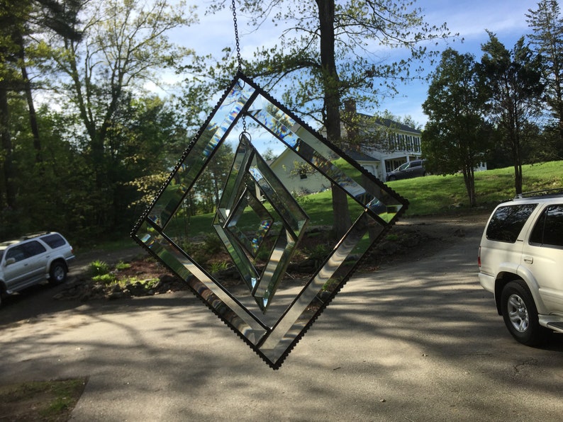 MOBILE 3D Stained Glass Beveled Nested Squares Mobile - Etsy