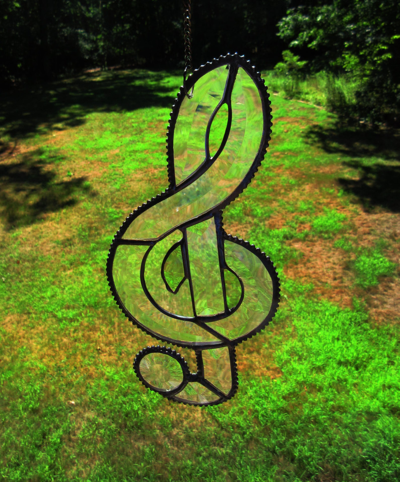 SUNCATCHER Stained Glass Beveled Treble Clef - Etsy