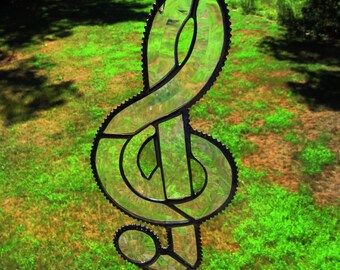 SUNCATCHER Stained Glass Beveled Treble Clef - Etsy