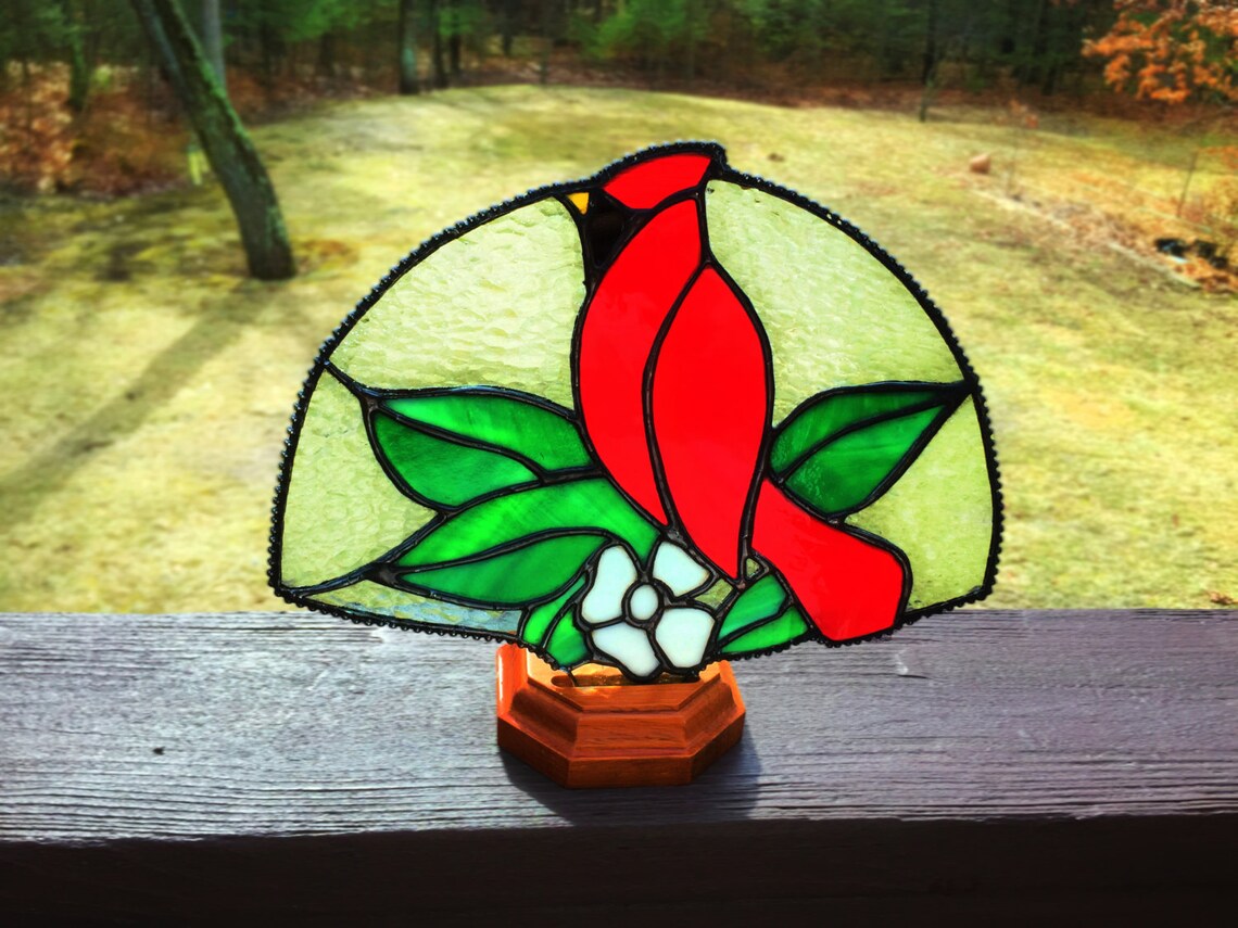 LIGHTED FANS - Stained Glass Lighted Fans - Cardinal - Etsy