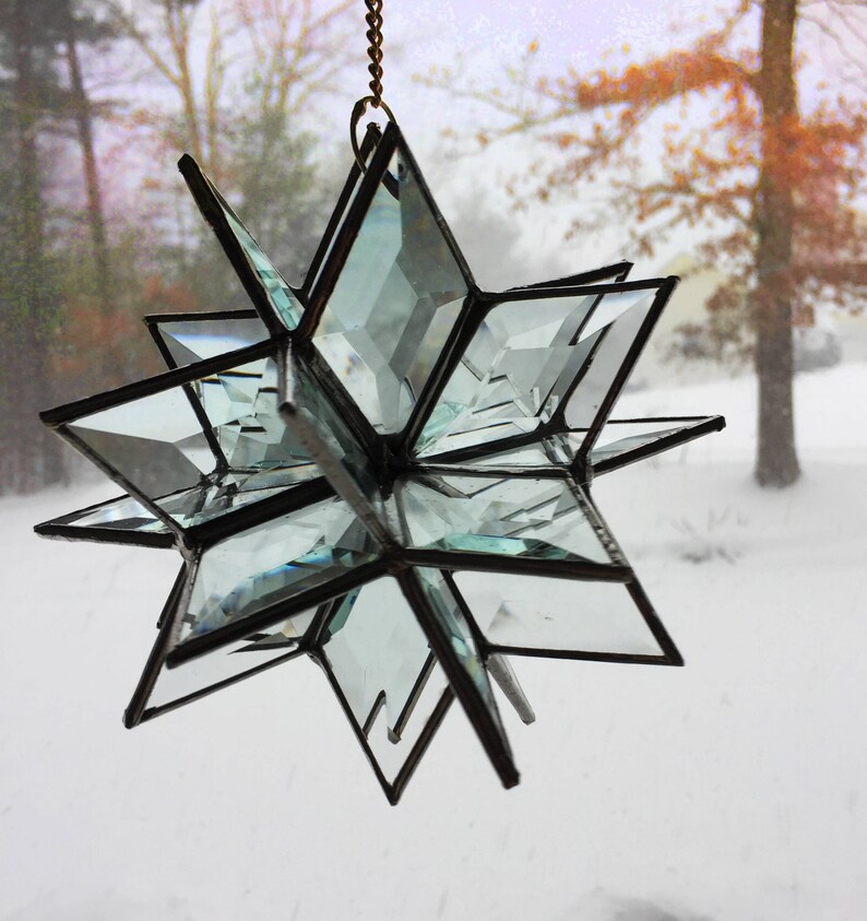 SUNCATCHER 3D 24 Point Stained Glass Bevel Star / Snowflake - Etsy