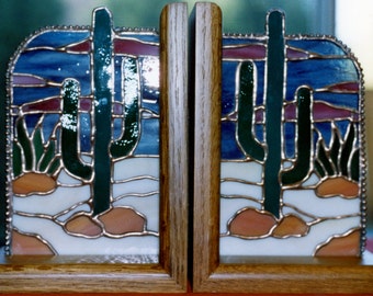 BOOK ENDS Rose Stained Glass Bookends - Etsy