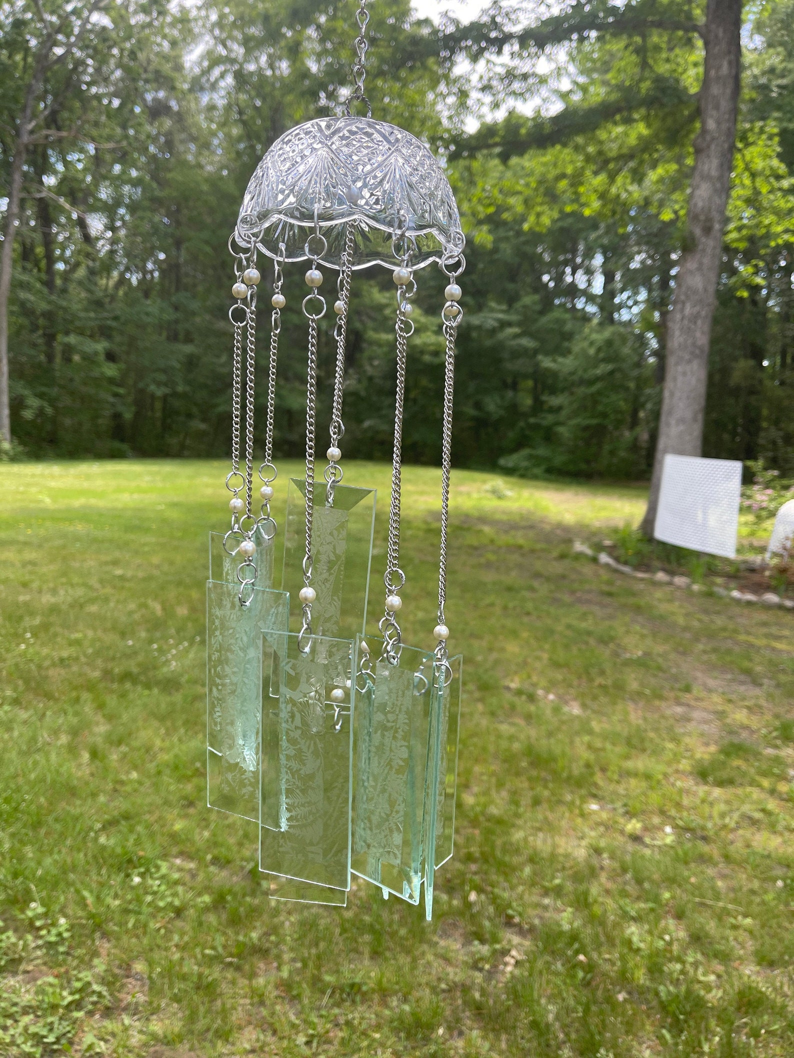 WIND CHIME - Spiral Stained Glass Clear Bevel Windchime - Etsy