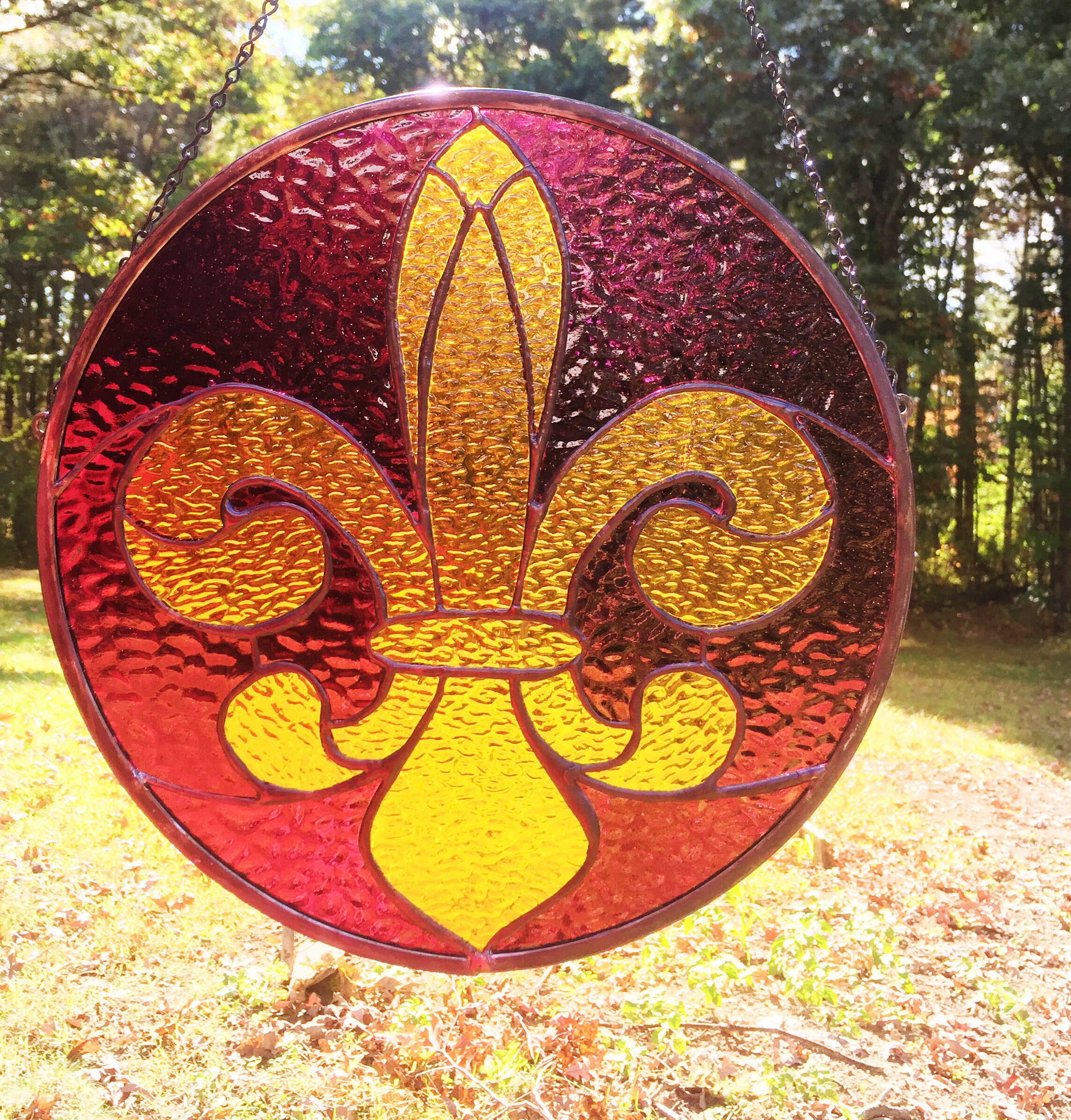 PANEL Stained Glass Fleur De Lis - Etsy