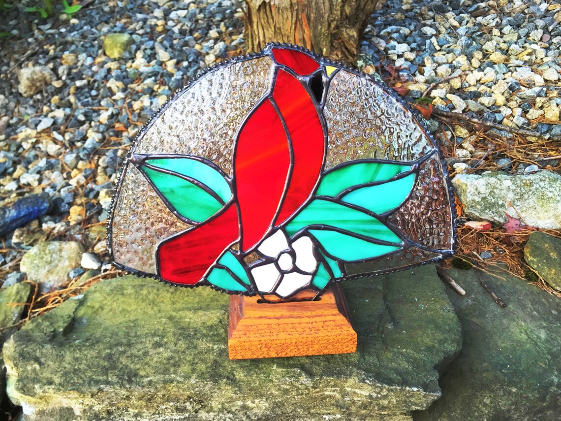 LIGHTED FANS - Stained Glass Lighted Fans - Cardinal - Etsy