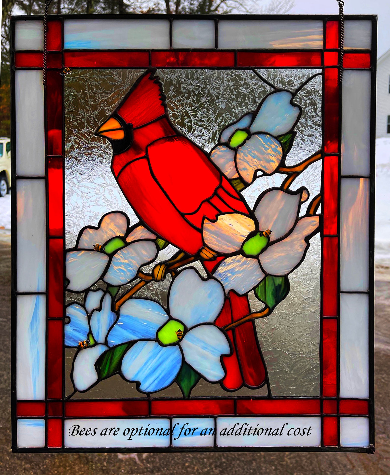 PANEL FRAMED Stained Glass Cardinal Panel - Etsy