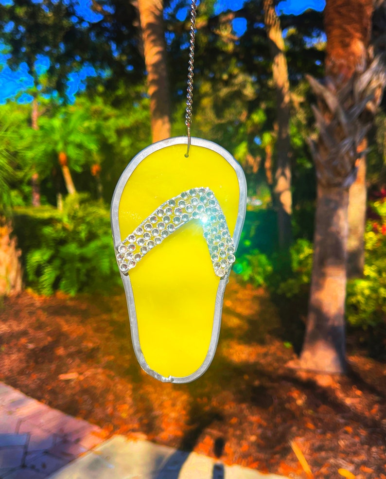 Suncatcher KIT: Stained Glass Flip Flop With Crystals Suncatcher - Etsy