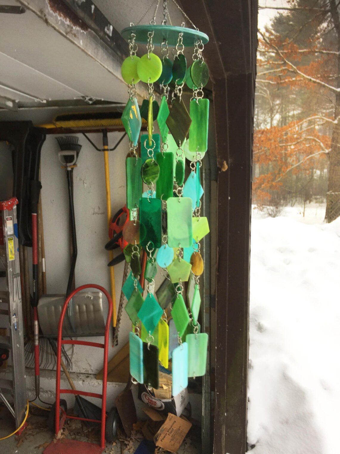 Wind Chime Circular Green Wind Chime - Etsy