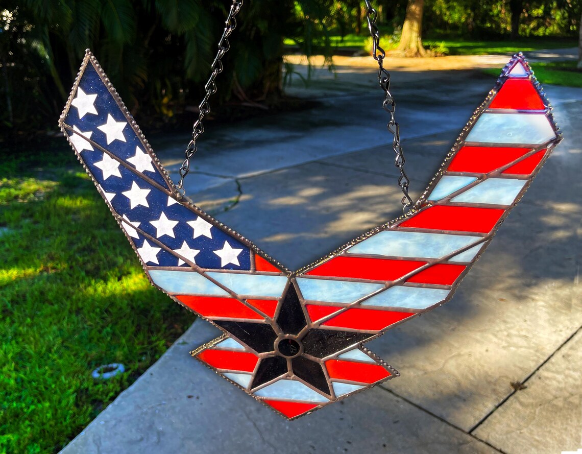 Suncatcher - U. S. AIR FORCE Stained Glass Flag Logo - Etsy