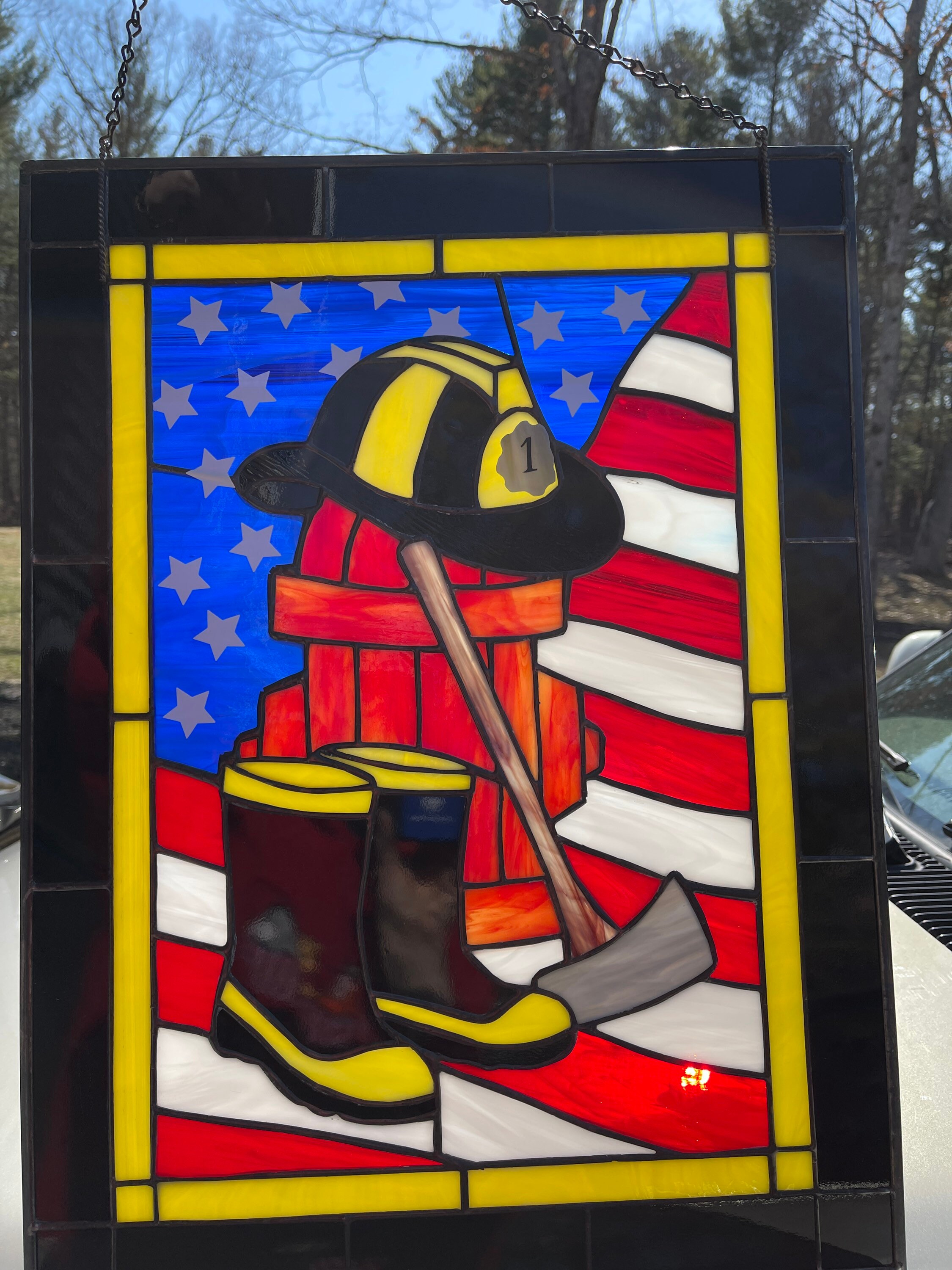PANEL: Stained Glass Firefighter Panel - Etsy
