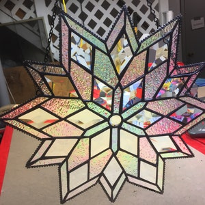 Suncatcher-beveled Stained Glass Clear Starburst Suncatcher - Ornament ...