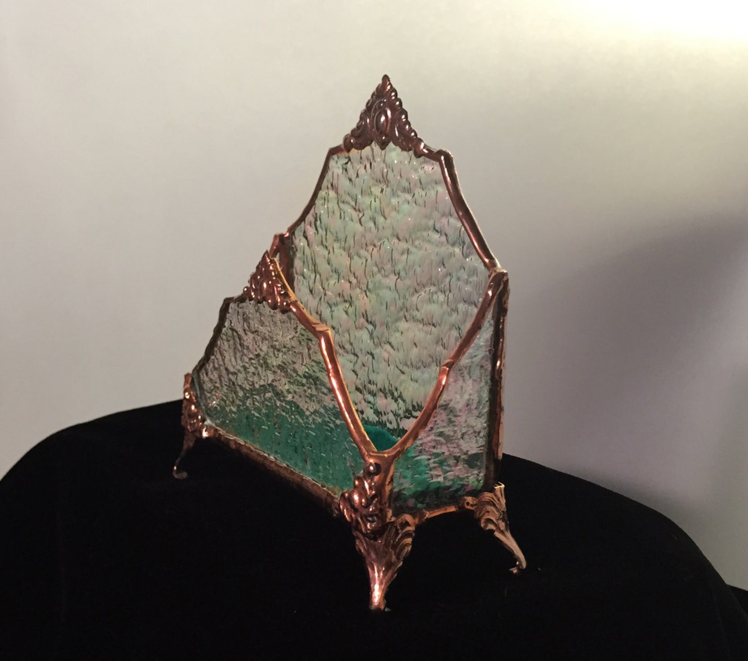 BUSINESS CARD HOLDER - Stained Glass Unique Elegant Clear Iridized - Etsy