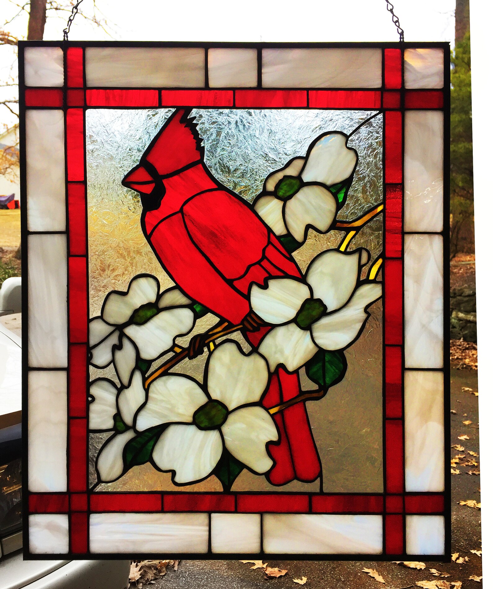 PANEL FRAMED Stained Glass Cardinal Panel - Etsy