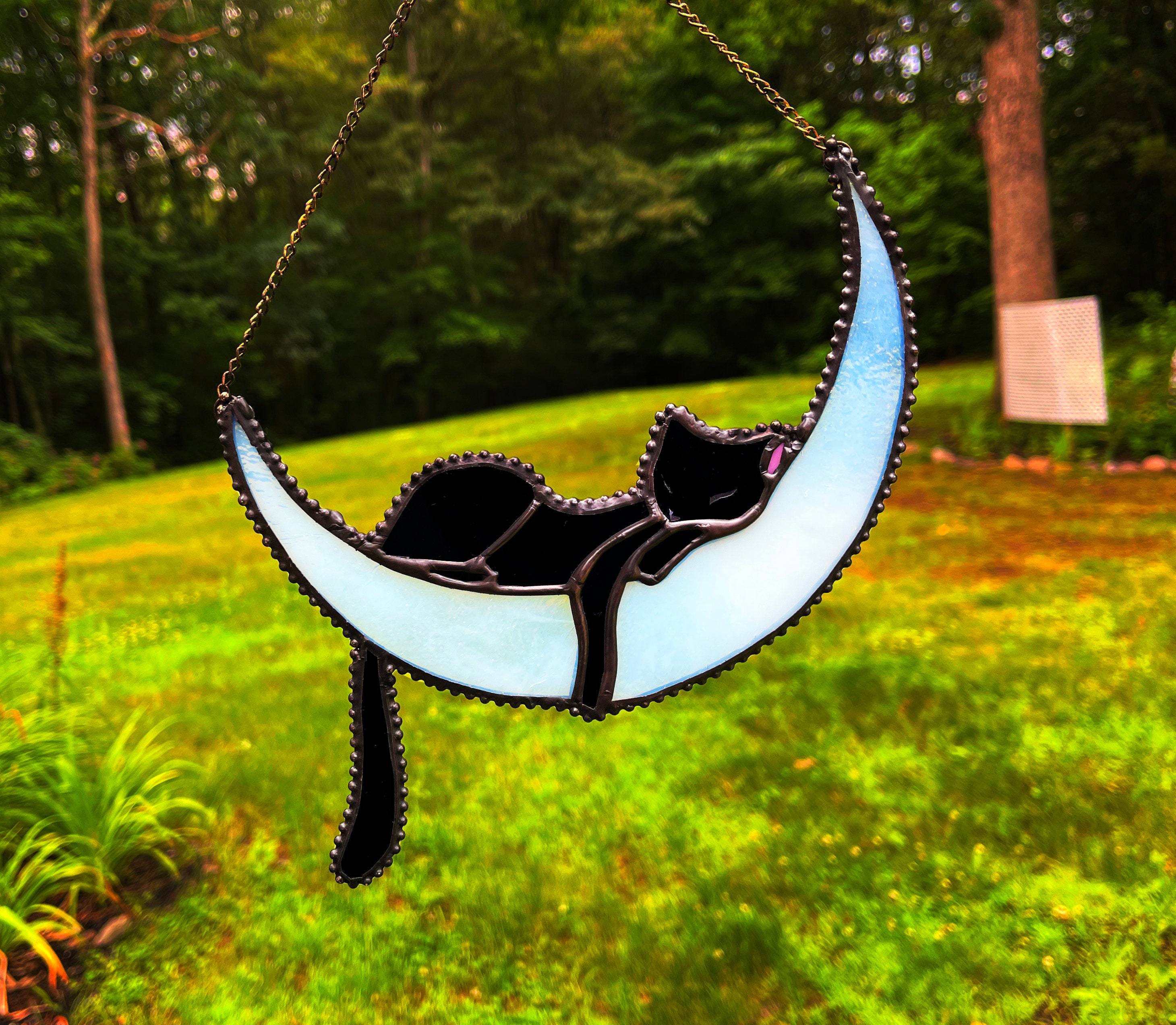 Stained Glass Cat Black and White Suncatcher Suncatchers Art ...