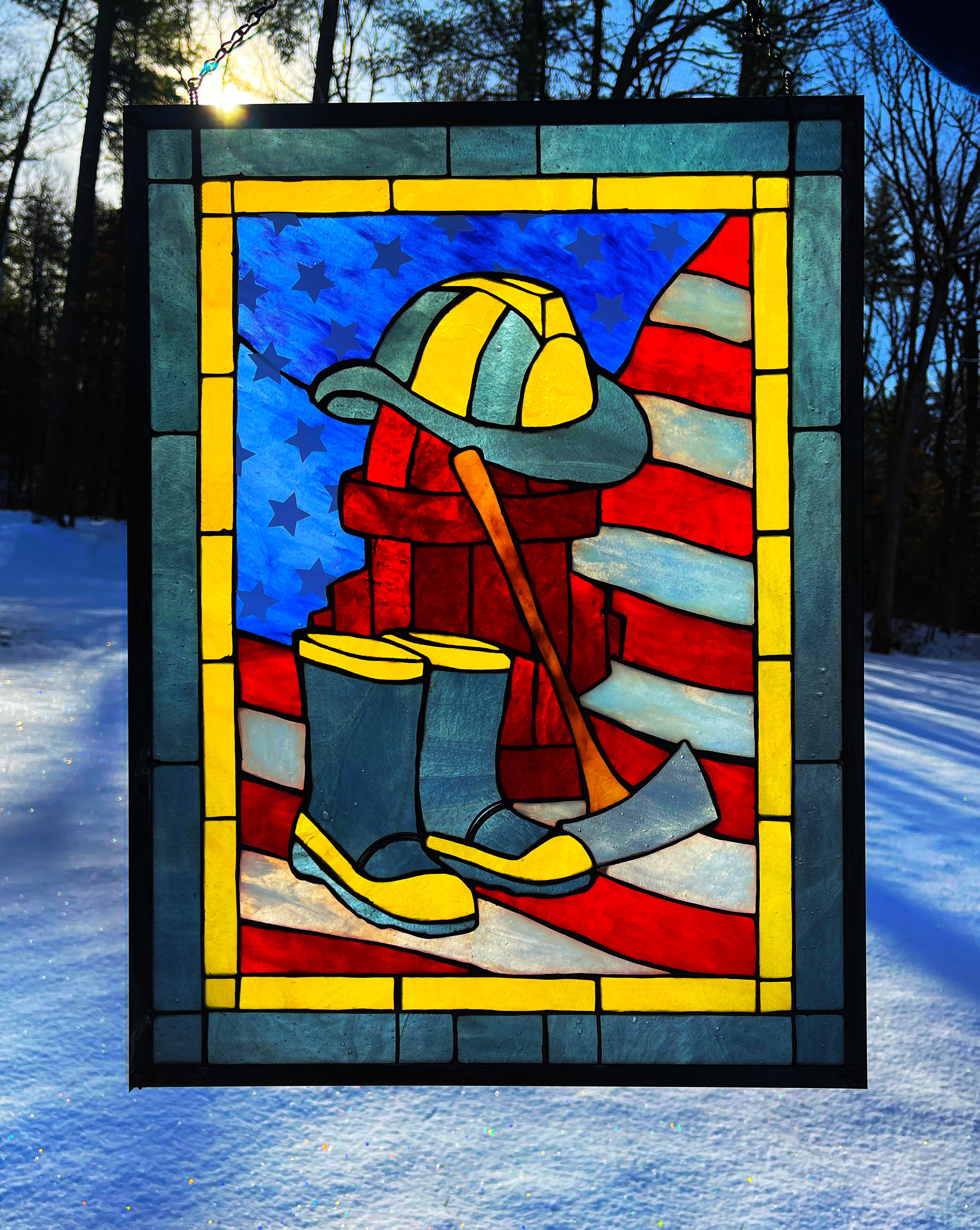 PANEL: Stained Glass Firefighter Panel - Etsy