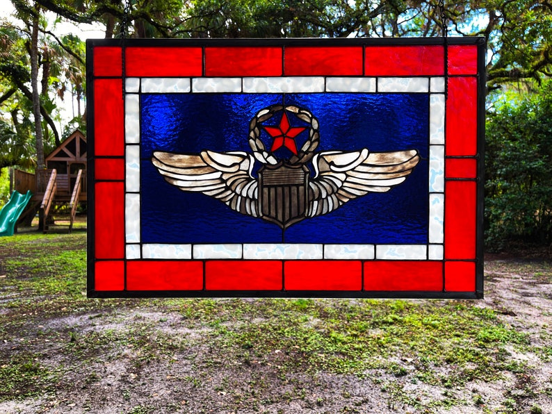 Panel- U. S. AIR FORCE Stained Glass Command Pilot Emblem - Etsy