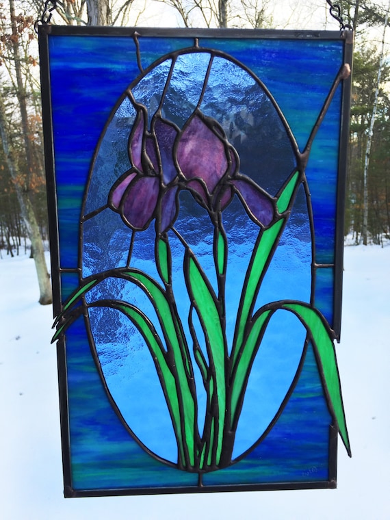 Stained Glass Iris Panel - Glass Designs