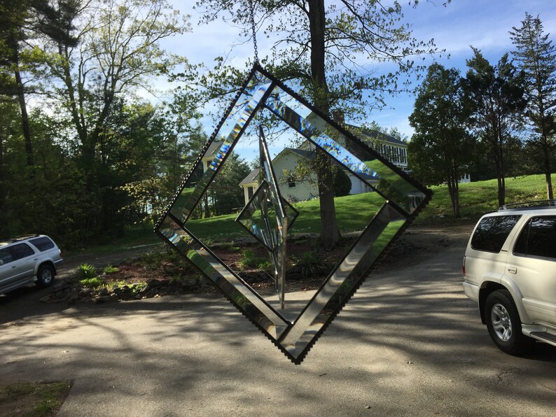 MOBILE 3D Stained Glass Beveled Nested Squares Mobile - Etsy