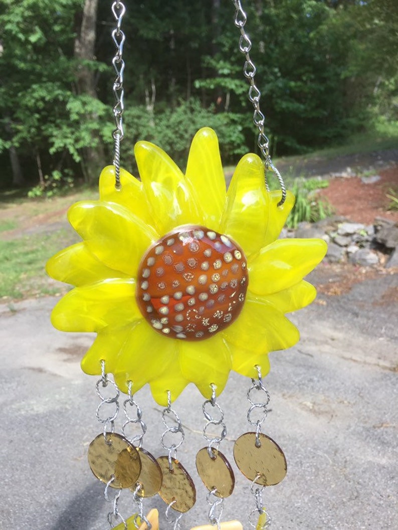 WIND CHIME - Stained Glass Sunflower Wind Chime - Etsy