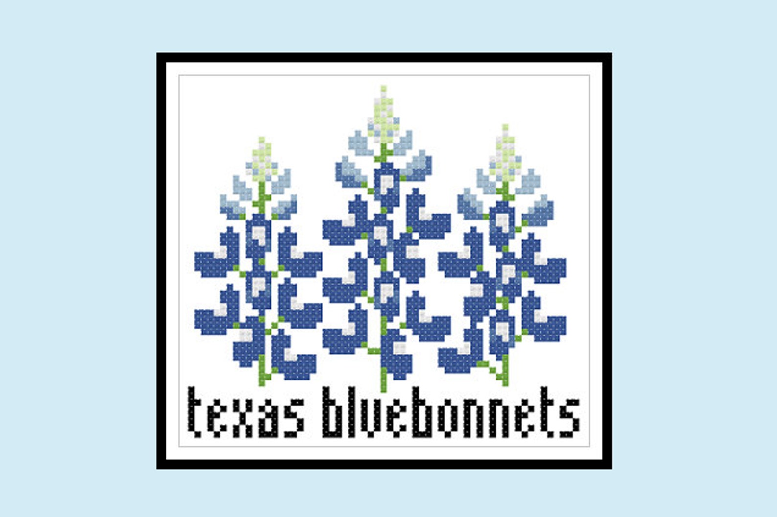 Cross Stitch Pattern Bluebonnet Trio Texas Wildflower PDF Instant ...