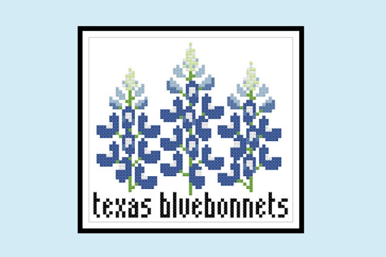 Cross Stitch Pattern Bluebonnet Trio Texas Wildflower PDF Instant ...